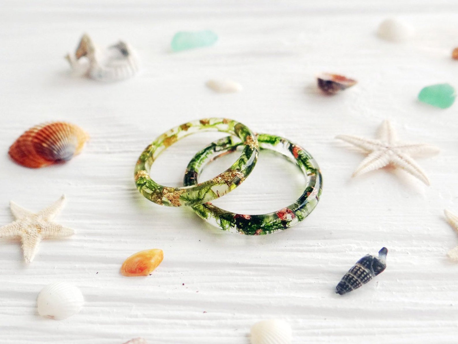 Tiny Rings Thin Ring Moss Jewelry Moss Ring Stacking Rings Set - Etsy
