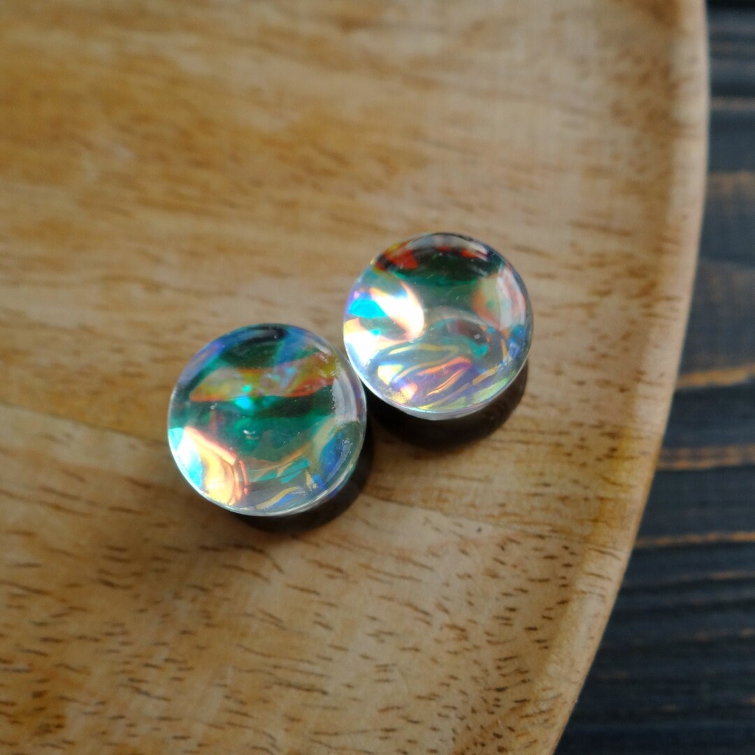 Rainbow Plugs Earrings 0g Tunnels Holographic Gauges 00 Gauges Men ...