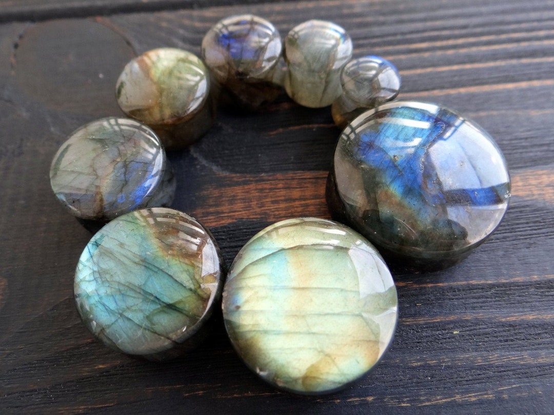 Labradorite Plugs and Tunnels Moonstone Plug 00 Gauges 0g Plugs Organic ...
