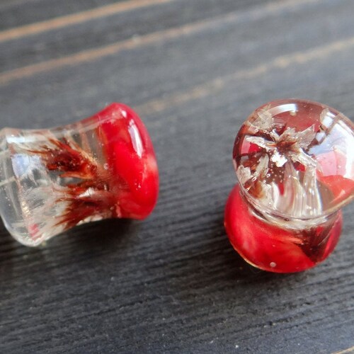 Stone Plugs 00g Coral Plugs Floral Plugs Double Sided Plug - Etsy