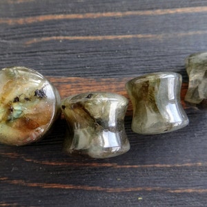 Labradorite Plugs and Tunnels Moonstone Plug 00 Gauges 0g Plugs Organic ...