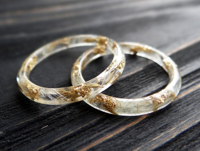 Dandelion Ring Thin Resin Ring Small Rings Friendship Rings - Etsy