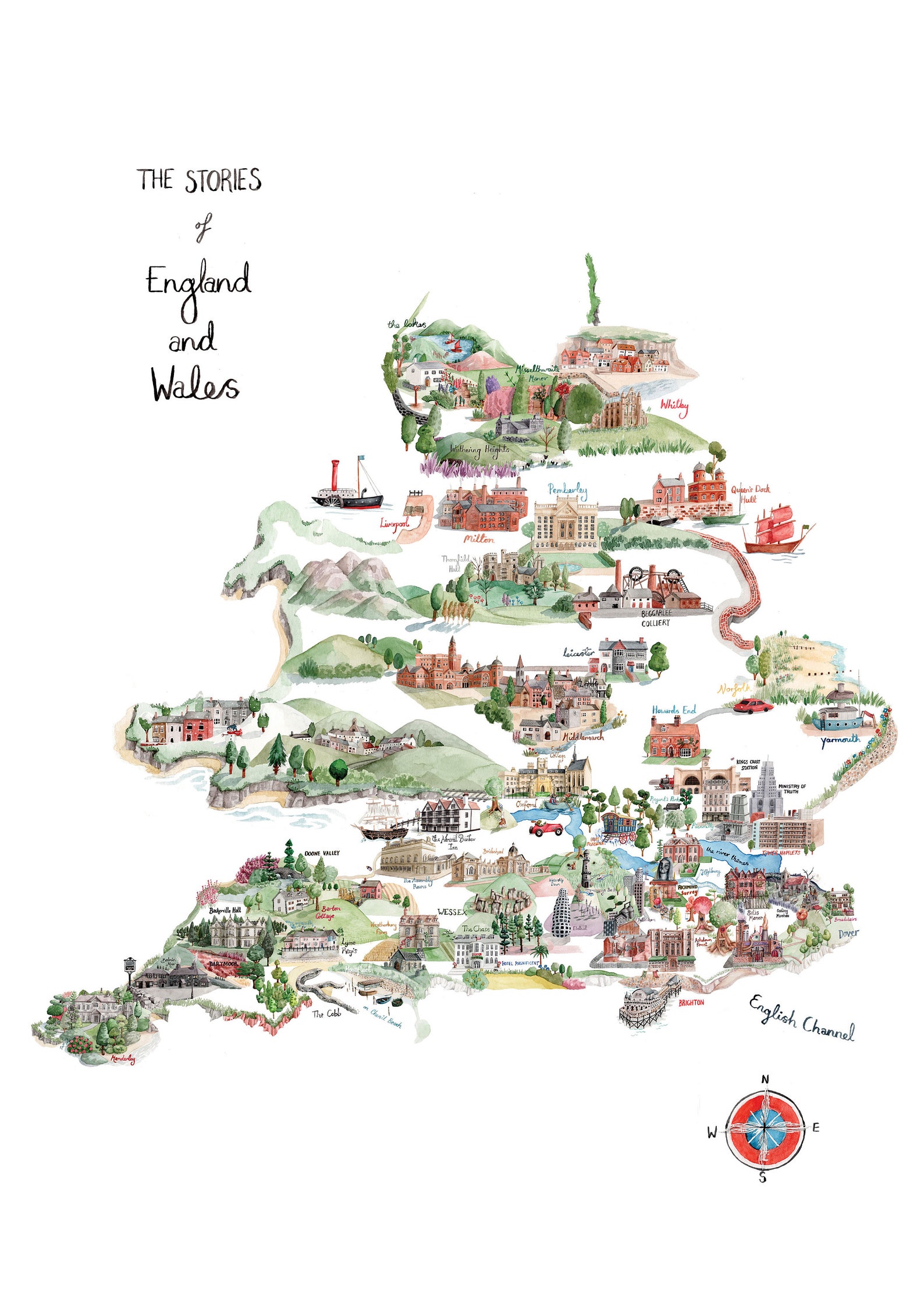 A Literary Map of England and Wales. Signed Limited Edition Giclee ...
