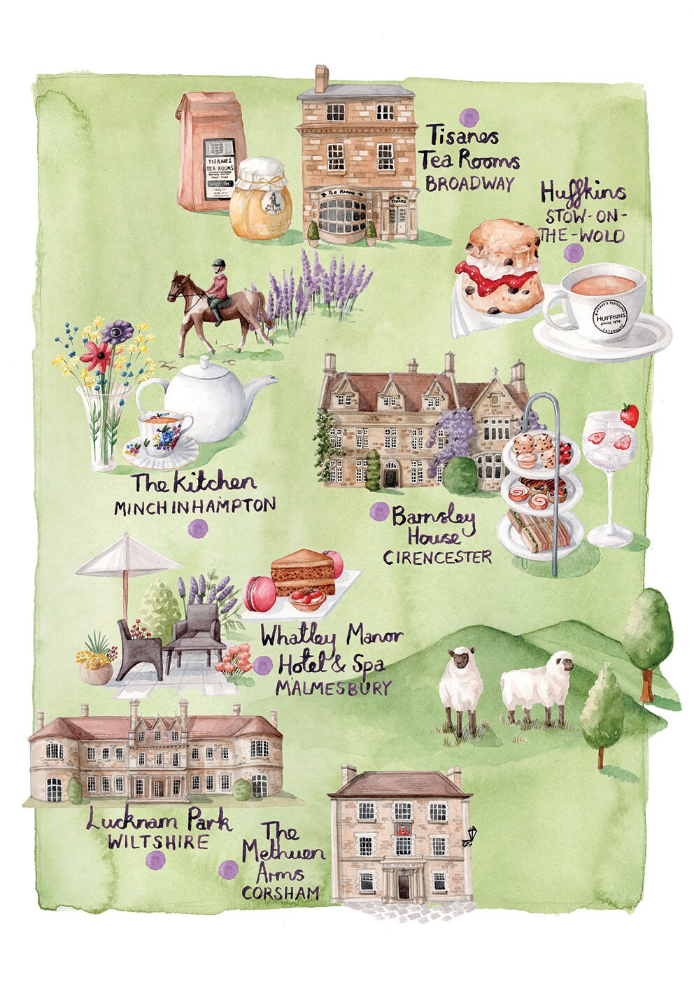 Map of Afternoon Teas in the Cotswolds. Signed Limited Edition - Etsy