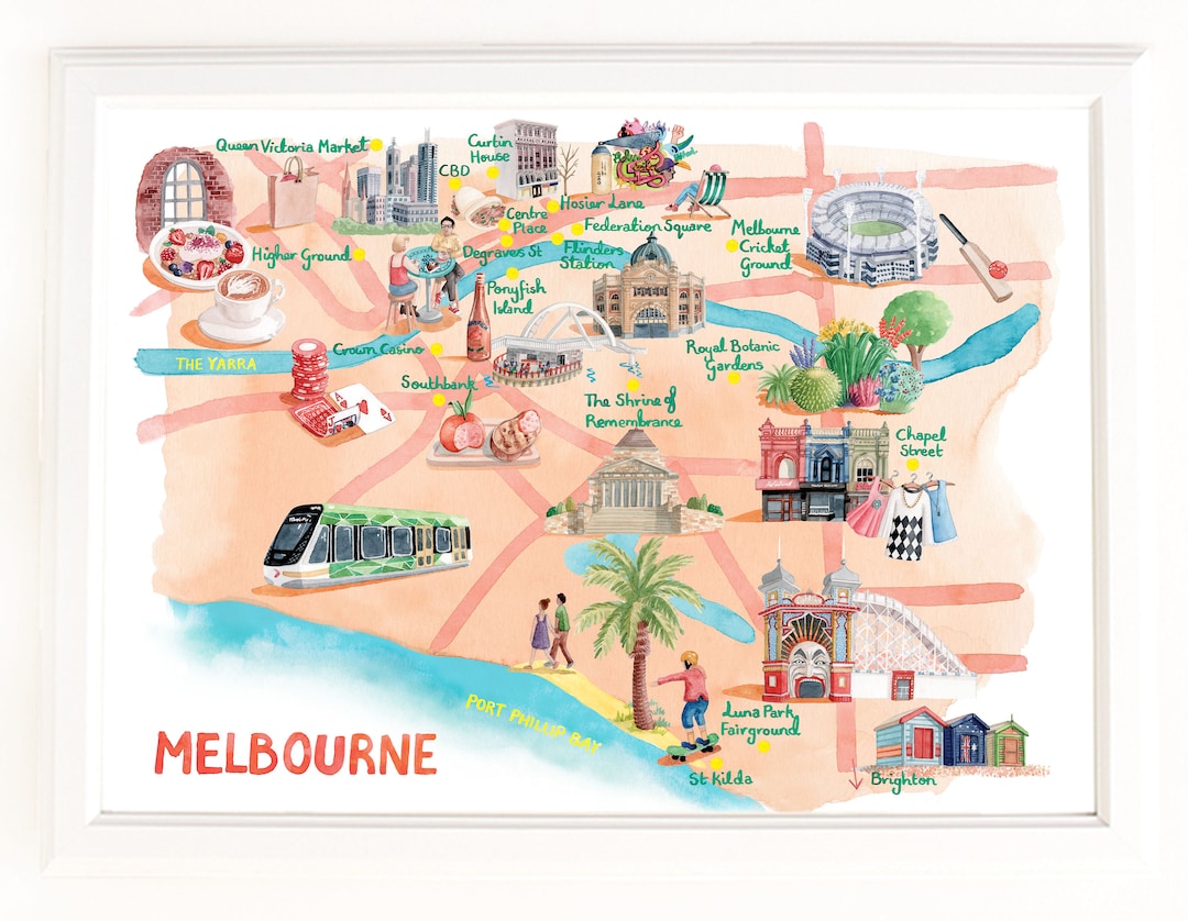 Map of Melbourne. Signed Limited Edition Giclee Print of an Original ...
