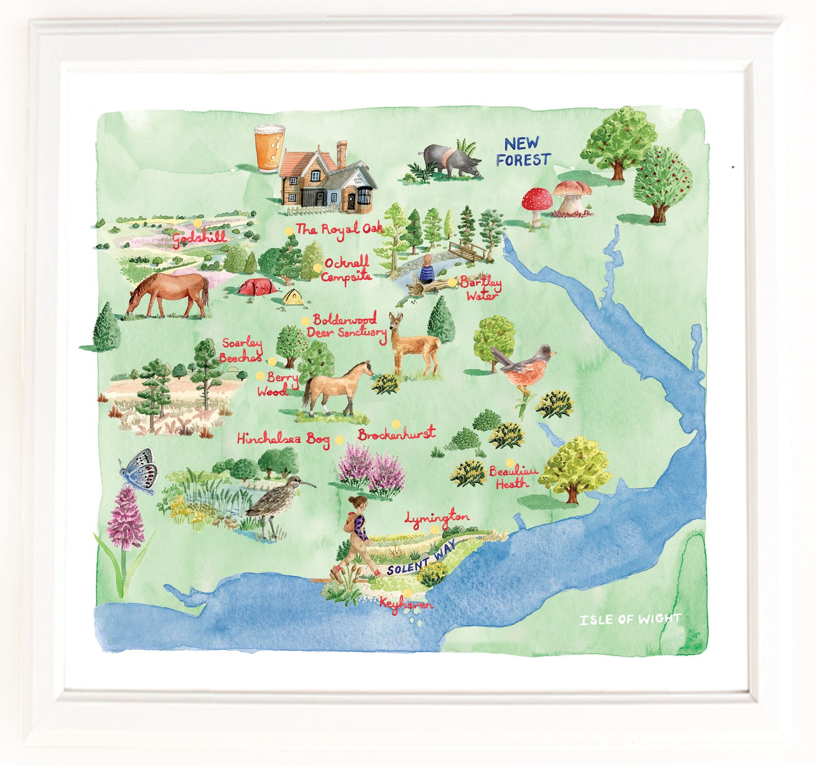 Map of the New Forest. Signed Limited Edition Giclee Print of an ...