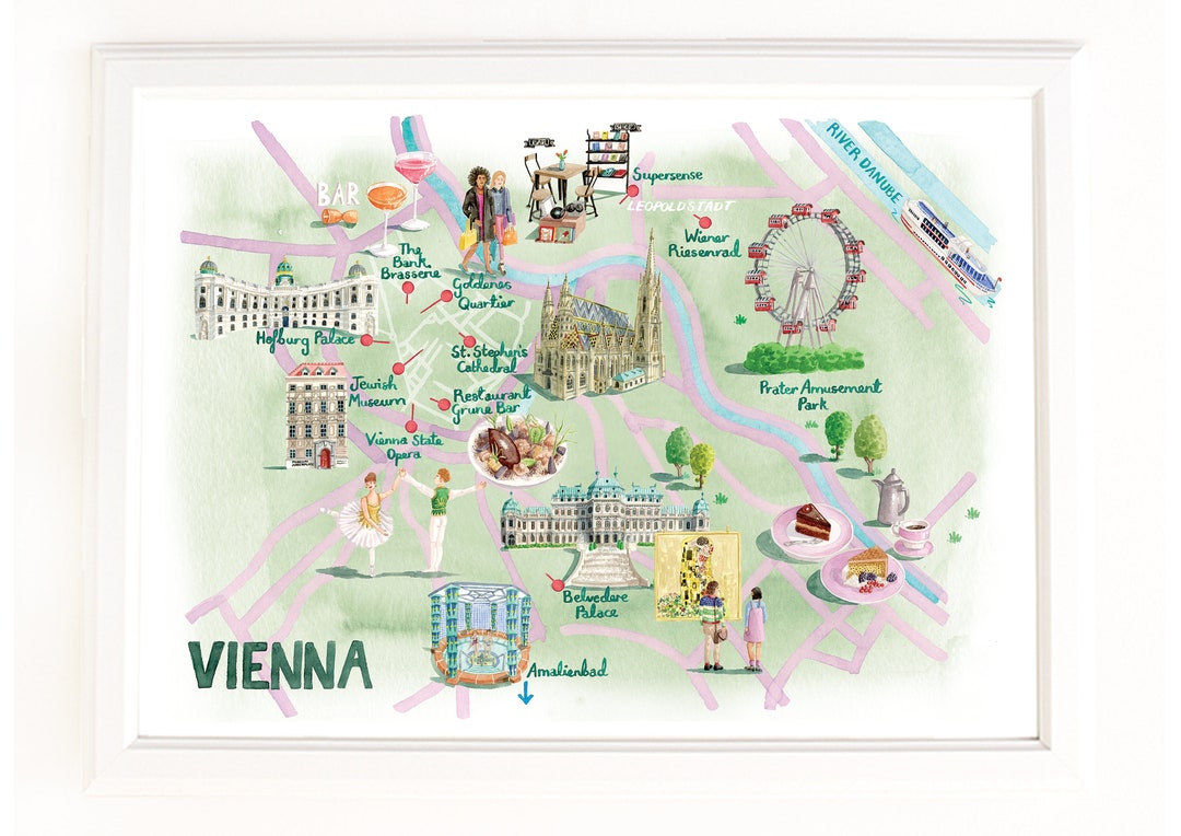 Map of Vienna. Signed Limited Edition Giclee Print of an Original ...
