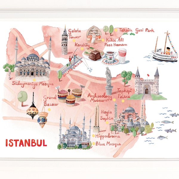 Istanbul Map Print - Etsy