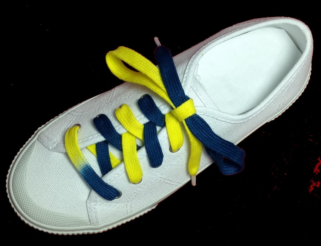 Navy Blue and Yellow Shoelaces Custom Made - Etsy