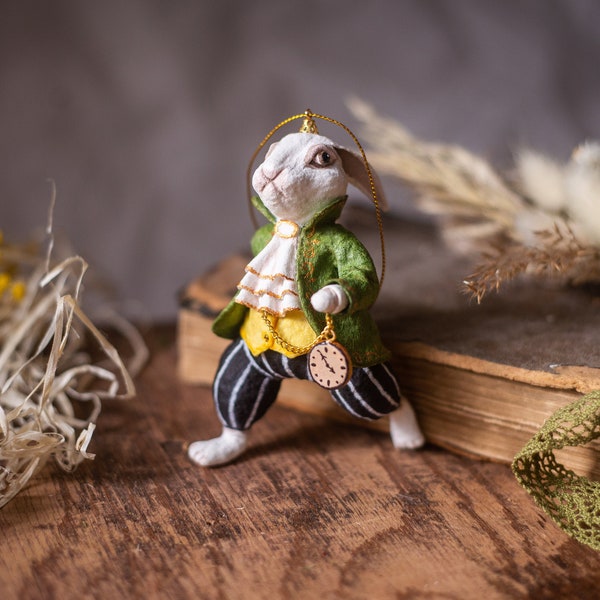 Rabbit With Clock Figurine - Etsy