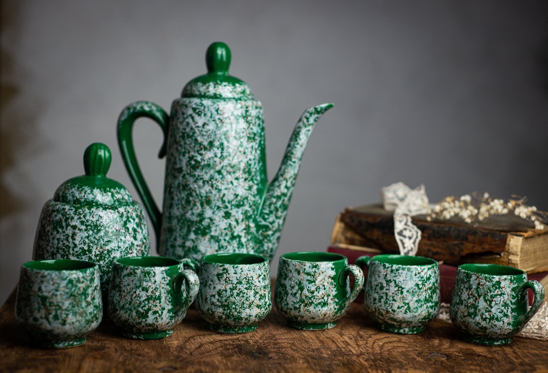 Vintage Ceramic Coffee Set, Pottery Coffee Service, Coffee Bar Decor ...