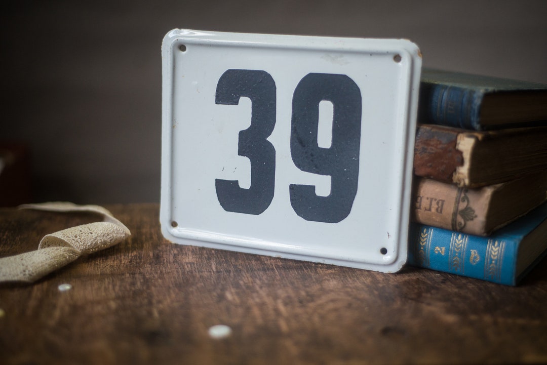 39 Metal House Plaque, Vintage Number, Metal Door Plate, Enamel House ...
