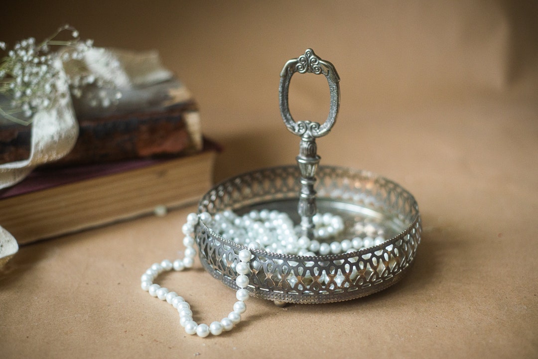Vintage Round Candy Dish, Cookies Metal and Glass Plate, Antique ...