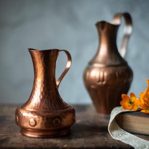 Antique Copper Vase, Vintage Metal Pitcher, Rustic Home Decor ...
