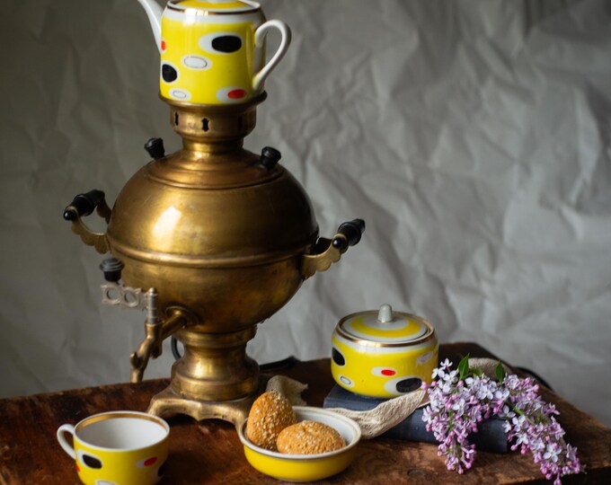 Samovar Tea Set, Brass Electric Samovar, USSR Vintage Cottage Decor ...