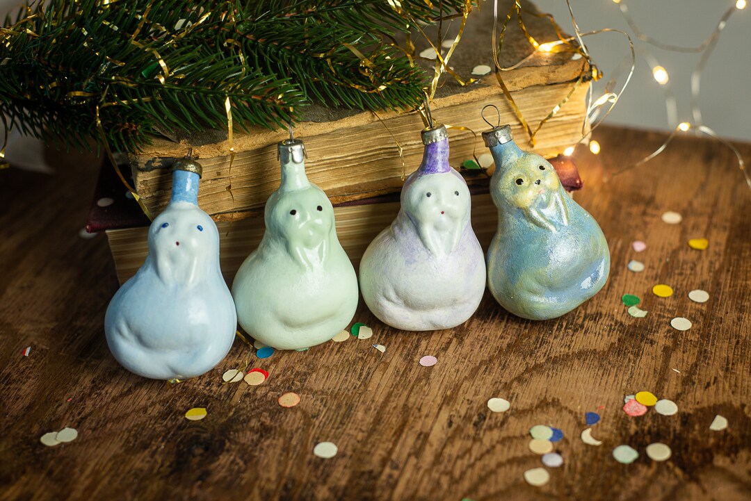 Walrus Christmas Ornaments, Polar North Xmas Glass Decor, Cute Vintage ...