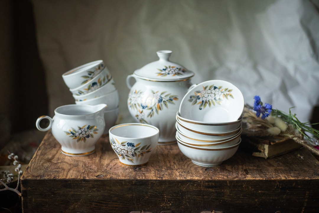 Vintage Porcelain Dinner Set, Big Soup Bowl and Plates for Soup Set ...