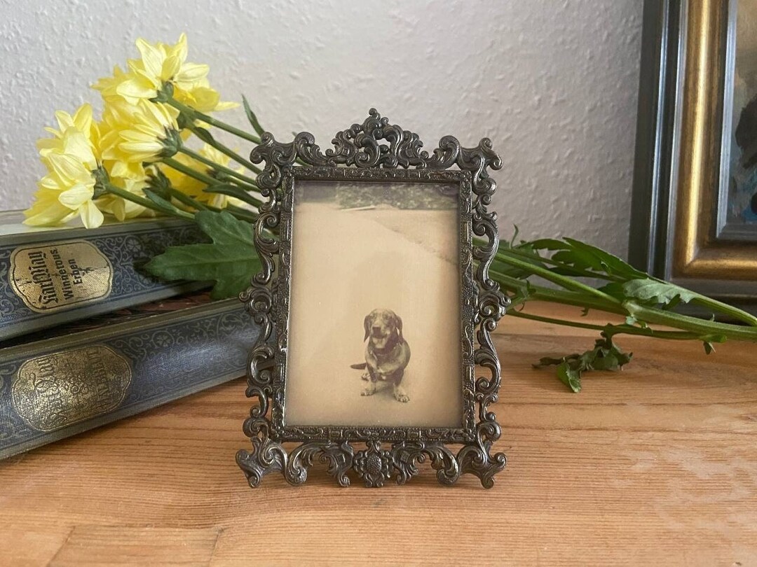 1950s Antique Picture Frame, Old Photo Frame, Rustic Wedding Table Top ...