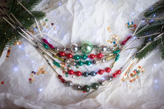 Bubble Bead Christmas Tree Glass Garland Vintage Bohemian Xmas Tree Decoration Etsy