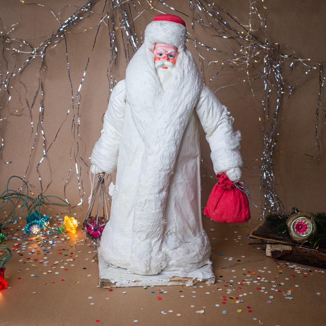 18,5" Santa Claus in White Coat, Vintage Christmas Rustic Decor for ...