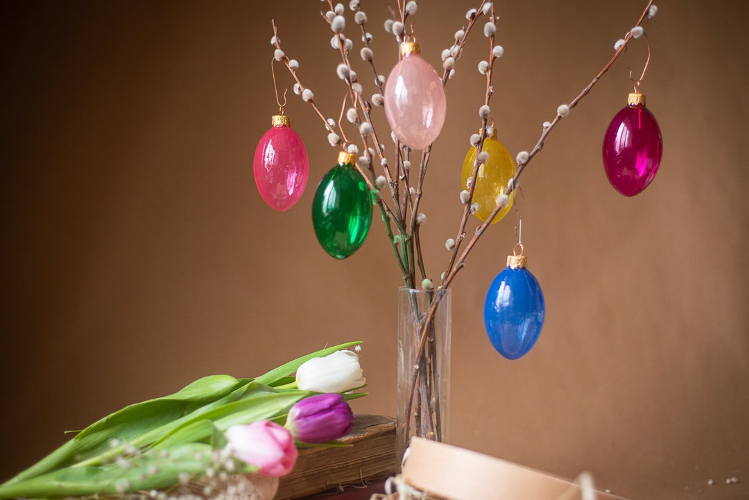 Glass Easter Eggs Set, Easter Tree Glass Hanging Decor, Personalized ...
