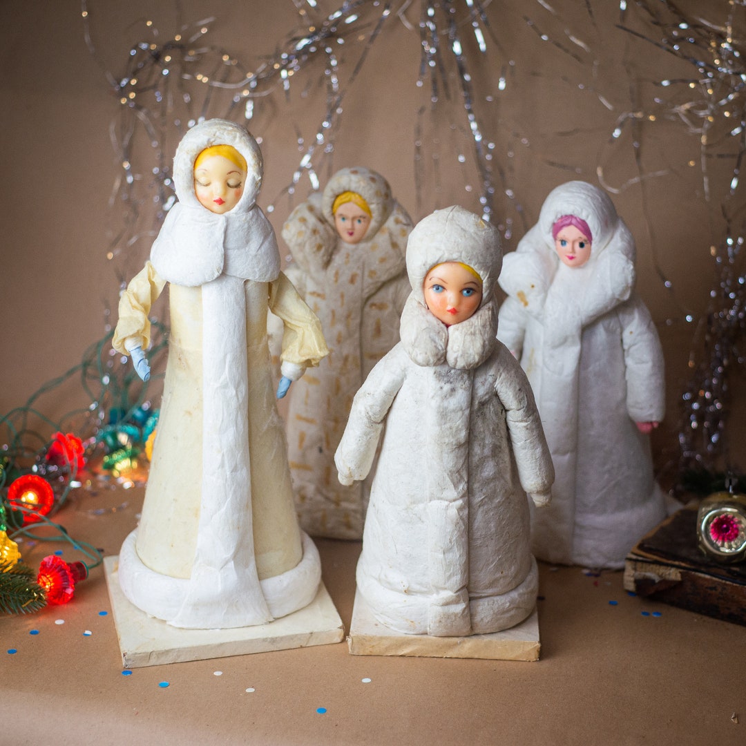 Frozen Xmas Girl Figurine, Vintage Rustic Xmas Home Decor, Snow Maiden ...