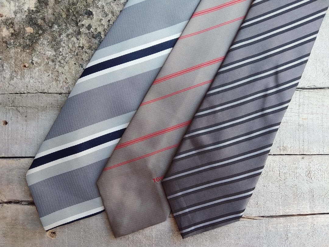 Vintage Striped Tie for Men, Wedding Neckties in Gray, Formal Suit ...