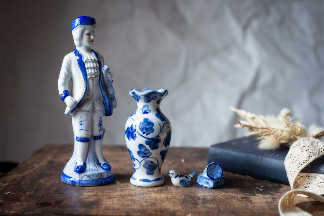 Vintage German Porcelain Musician Figurine & Floral Vase - DDR Ostalgie ...