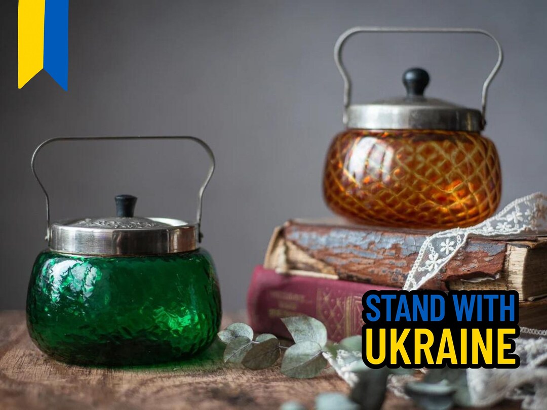 Soviet Glass Sugar Bowl, Handled Sugar Container, Antique Dishes, Tea ...