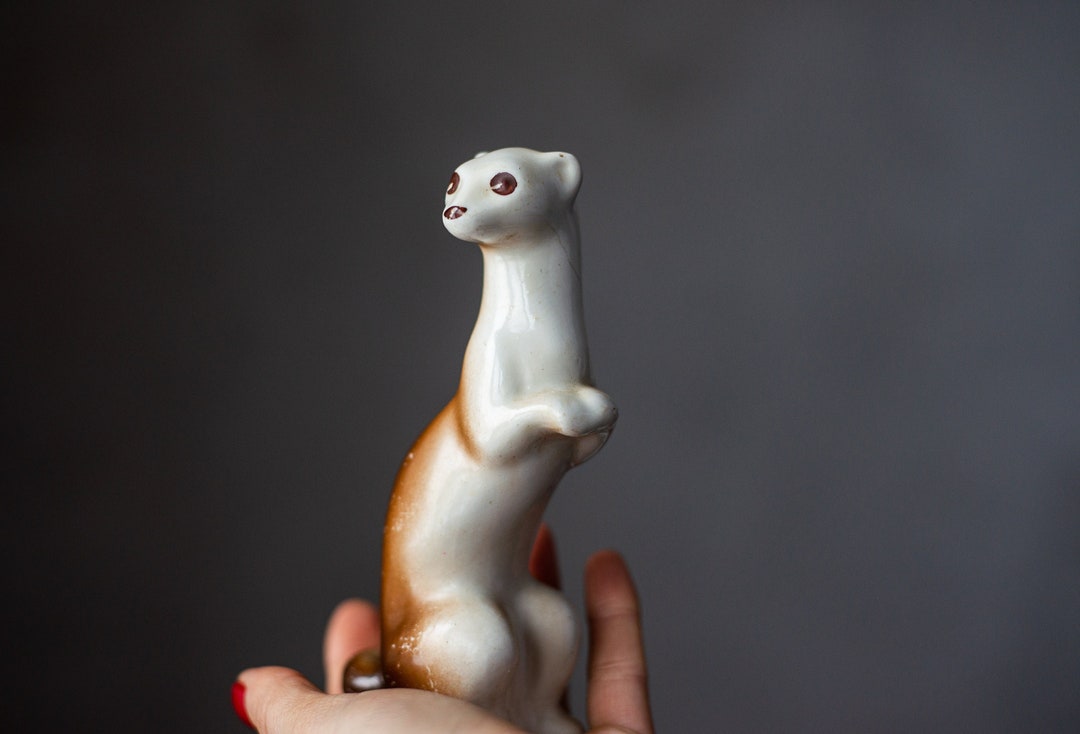 Ferret Porcelain Figurine, Vintage White Stout Home Decor, Woodland ...