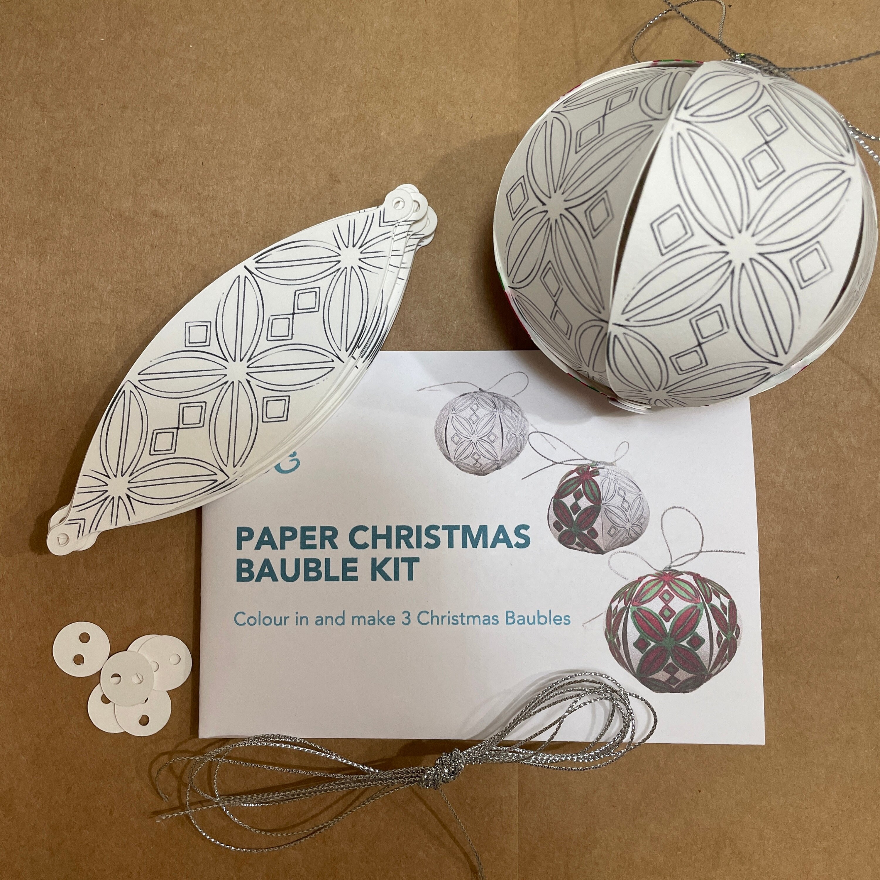 Colour in and Make Paper Christmas Bauble Kit - Etsy