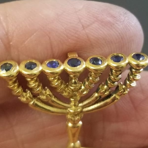 Menorah Gold Pendant - Etsy