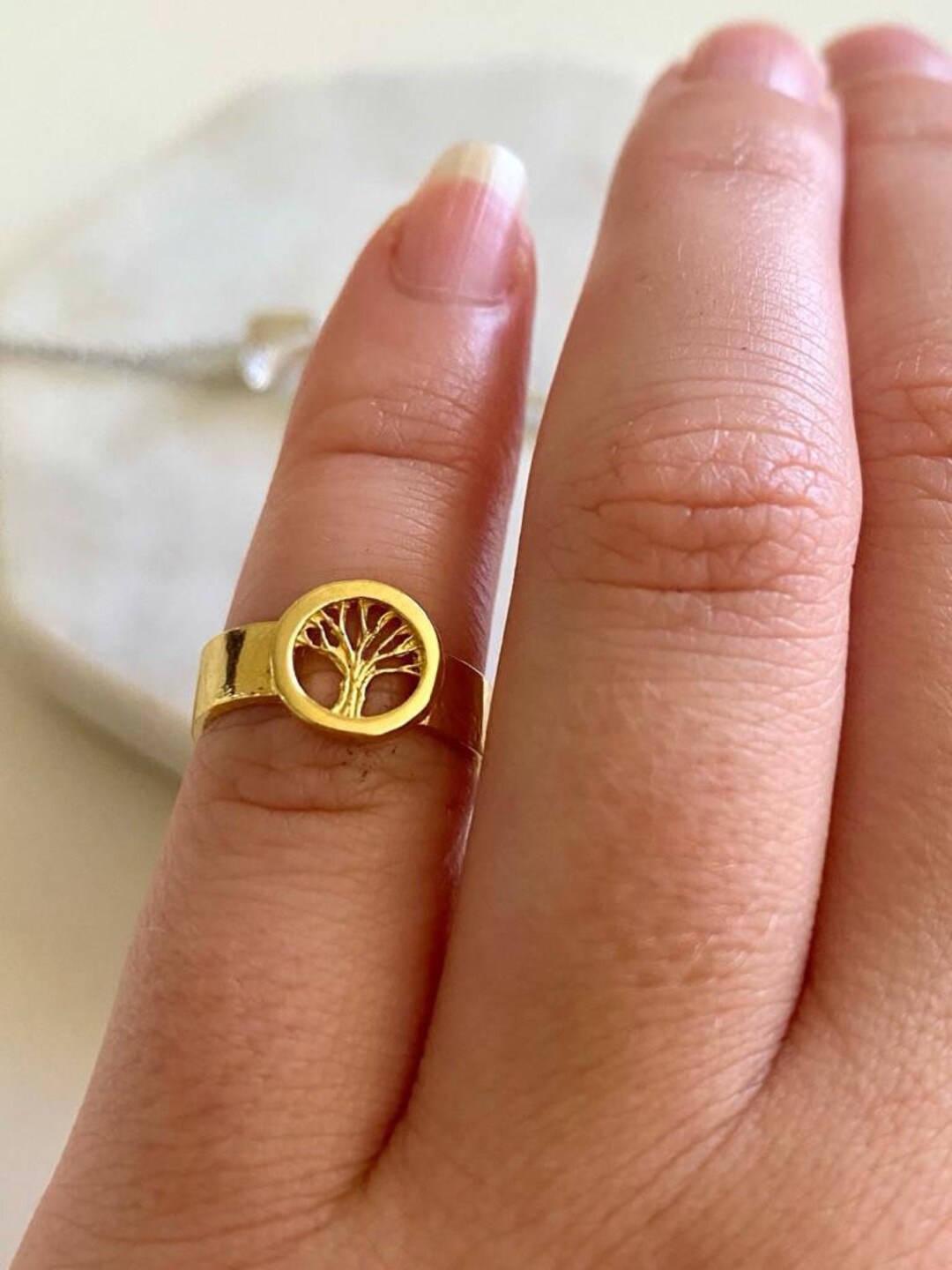Tree of Life Ring yellow Gold - Etsy