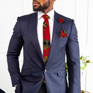 African Print Necktie and Bow Tie Set | Ankara Tie Set 5 Pieces CHARLES ...
