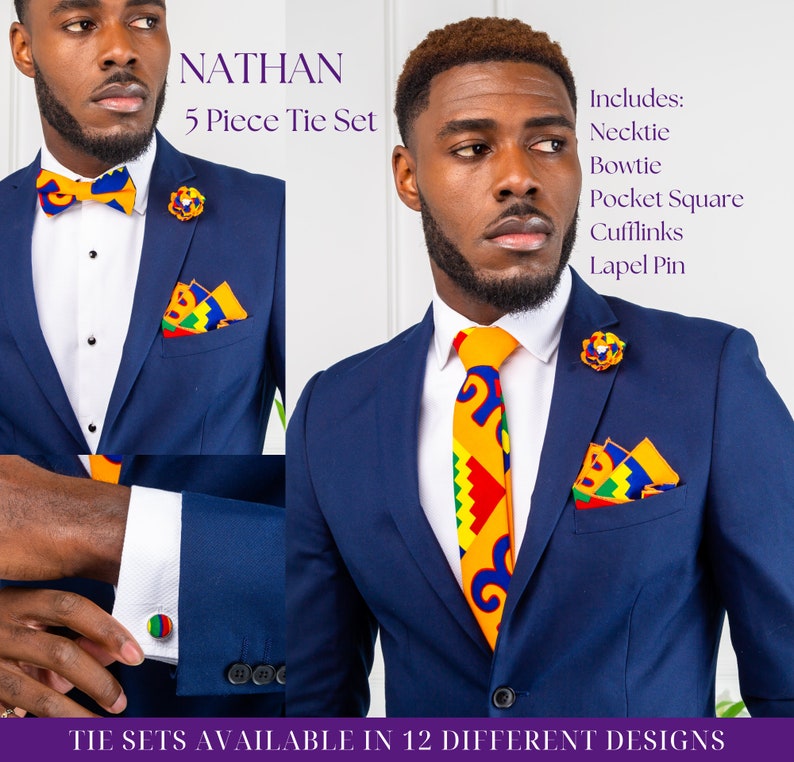 African Print Mens Kente Ankara Matching Necktie Pocket Square - Etsy UK