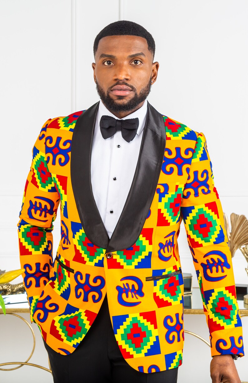African Print Mens Ankara Suit Blazer, African Print Coat, Dinner ...