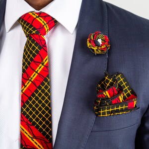 Handmade Groomsmen African Wax Necktie and Bow Tie Set African Print Ankara Kente Wedding Tie ...