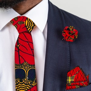 African Print Necktie and Bow Tie Set | Ankara Tie Set 5 Pieces CHARLES ...