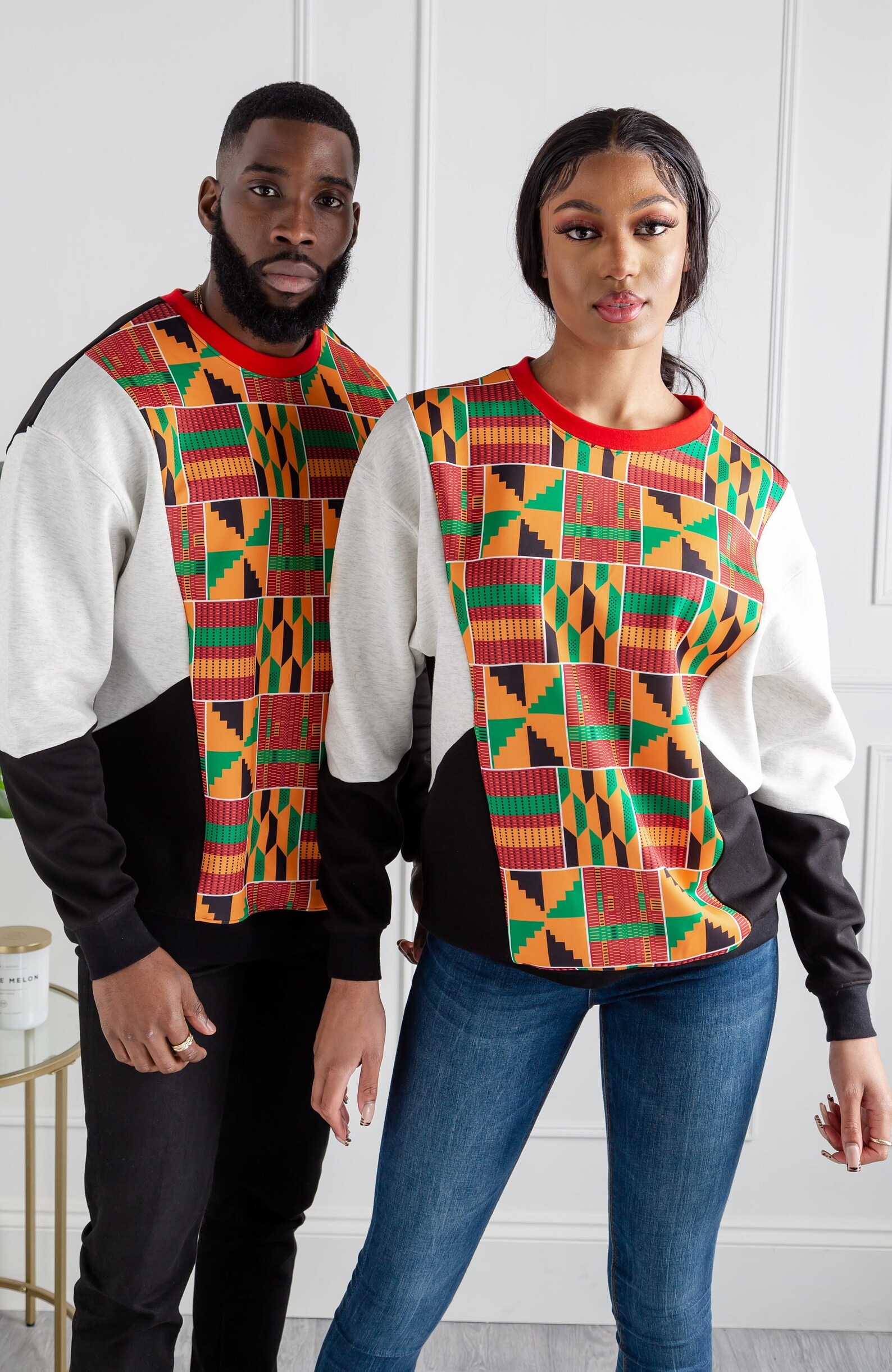 Women's Ankara Kente Crew Neck African Print Sweatshirt V Block ...
