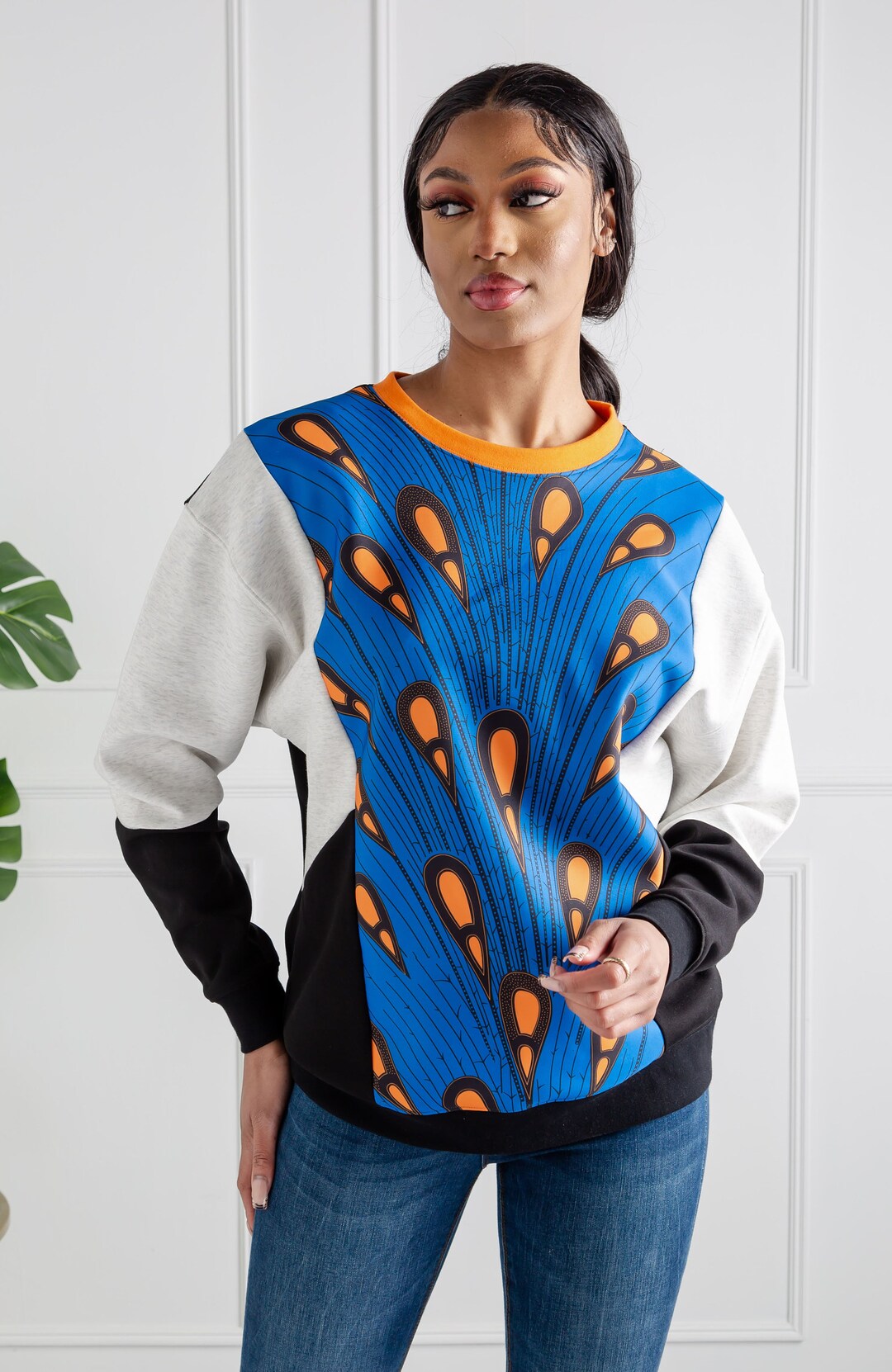 Women's Ankara Kente Crew Neck African Print Sweatshirt V Block, Unisex ...