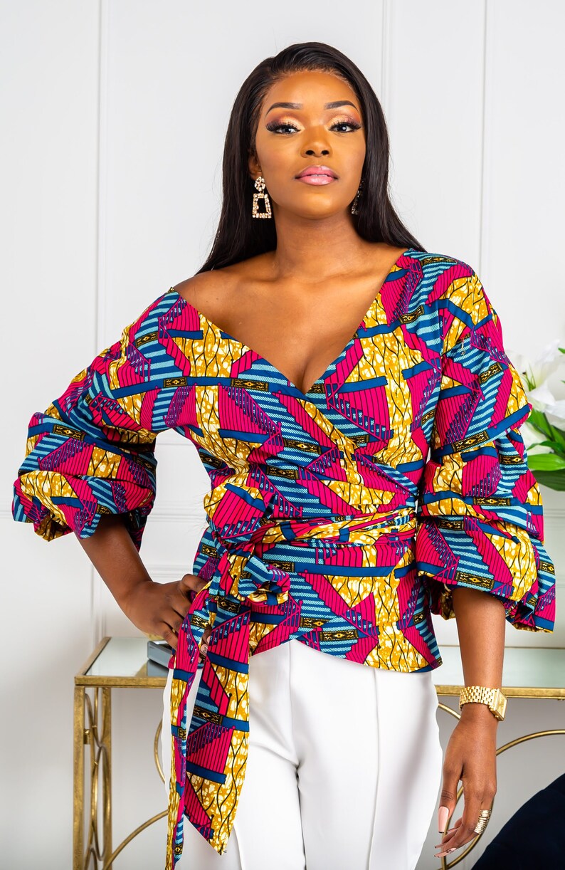 African Print Wrap Top African Top African Fashion Blouse - Etsy UK