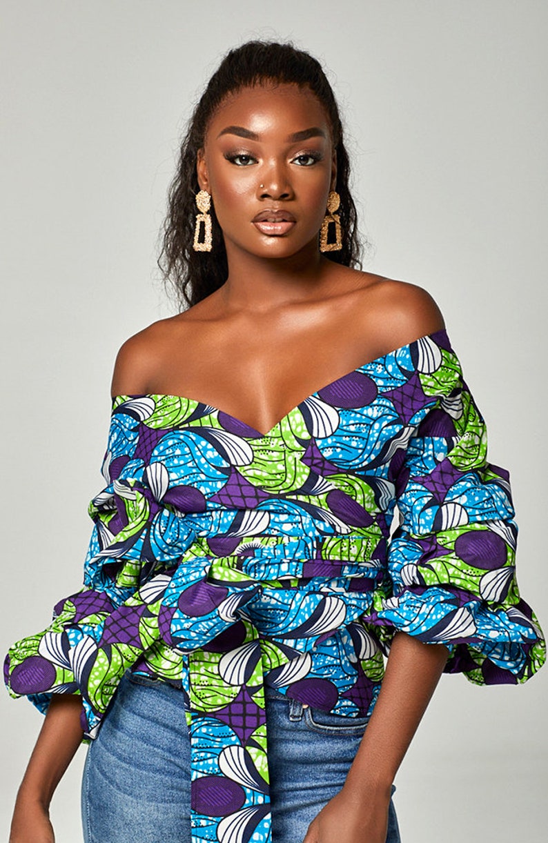 African Print Wrap Top African Off Shoulder Blouse Ankara Etsy
