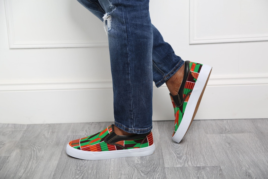 Men's African Print Lightweight Slip-on Sneakers Casual Vans Trainers ...