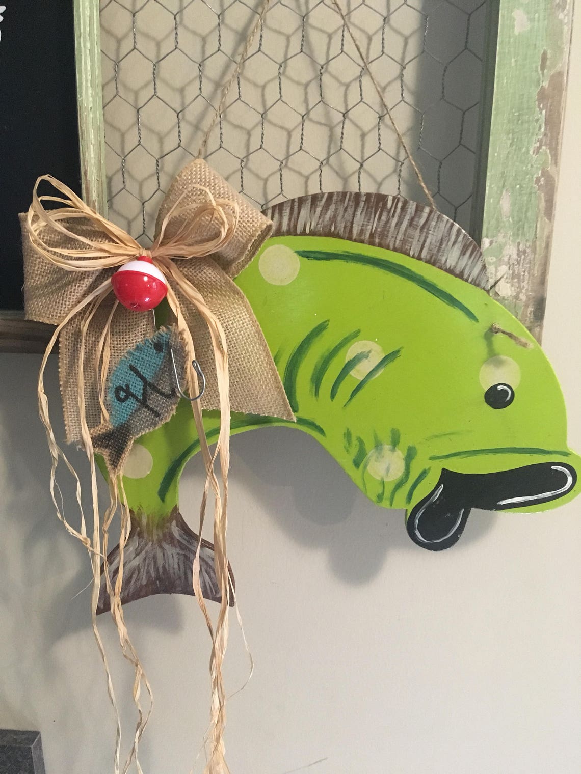 Burlap Fish Door Hanger | Etsy