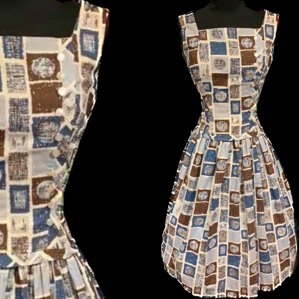 1950s Cotton Day Dress by California Cotton (bust 35" Waist 26") - Etsy