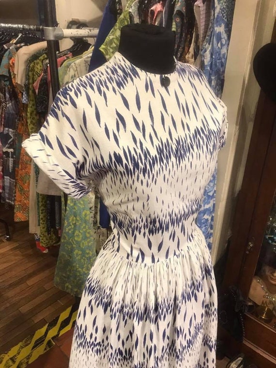 Beautiful late 40’s bark cloth dress by Betty Barclay - Gem