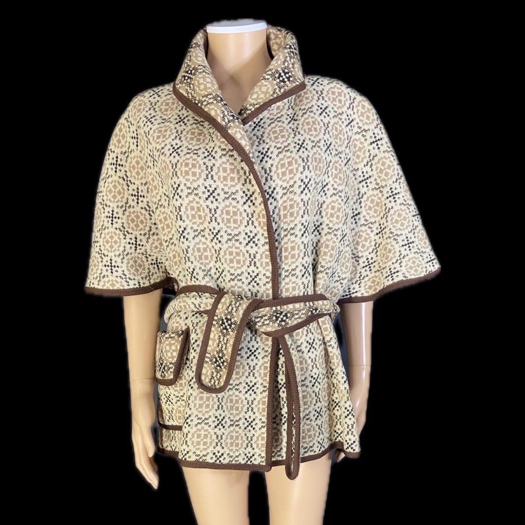 1960s Welsh Tapestry Wool Cape Jacket With Belt - Etsy