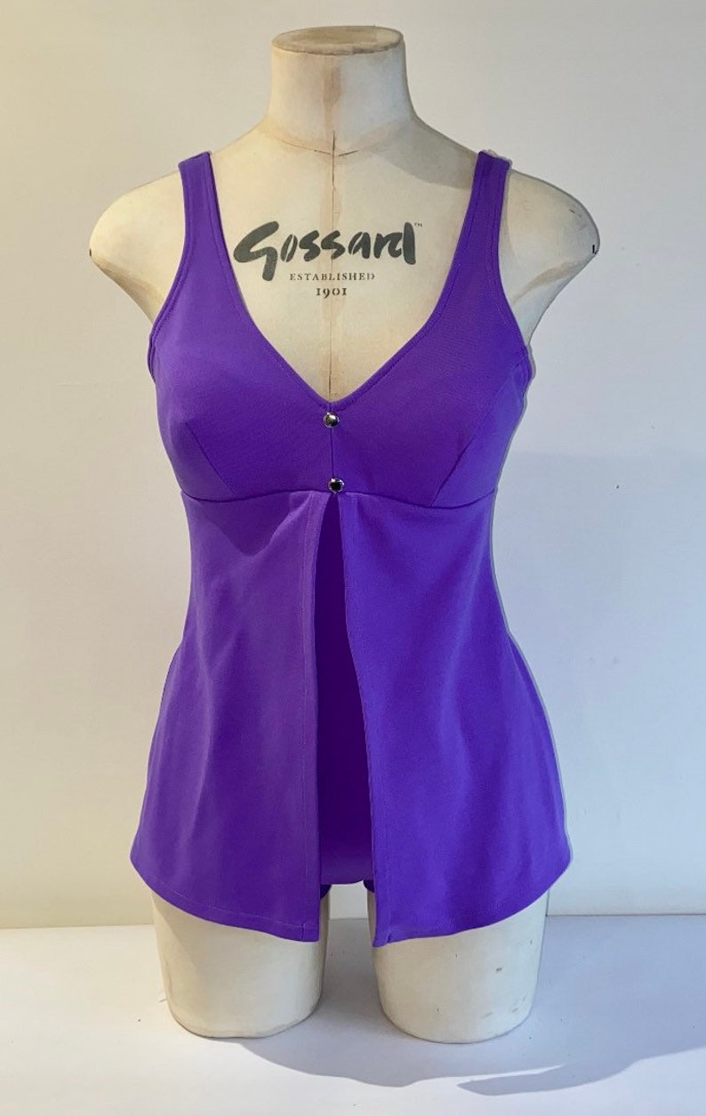 60s Mod Purple Swimsuit With Attached Tunic - Etsy