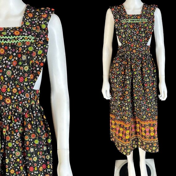 Really cute 1970’s floral pinafore prairie summer dre… - Gem