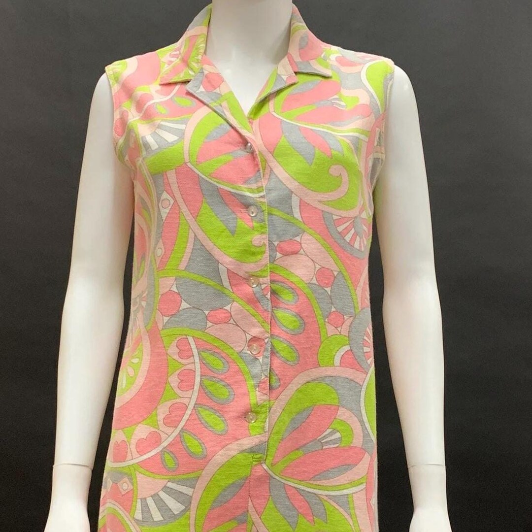 1960s Linen Floral Volup Mod Dress ( 40” Bust ) - Etsy